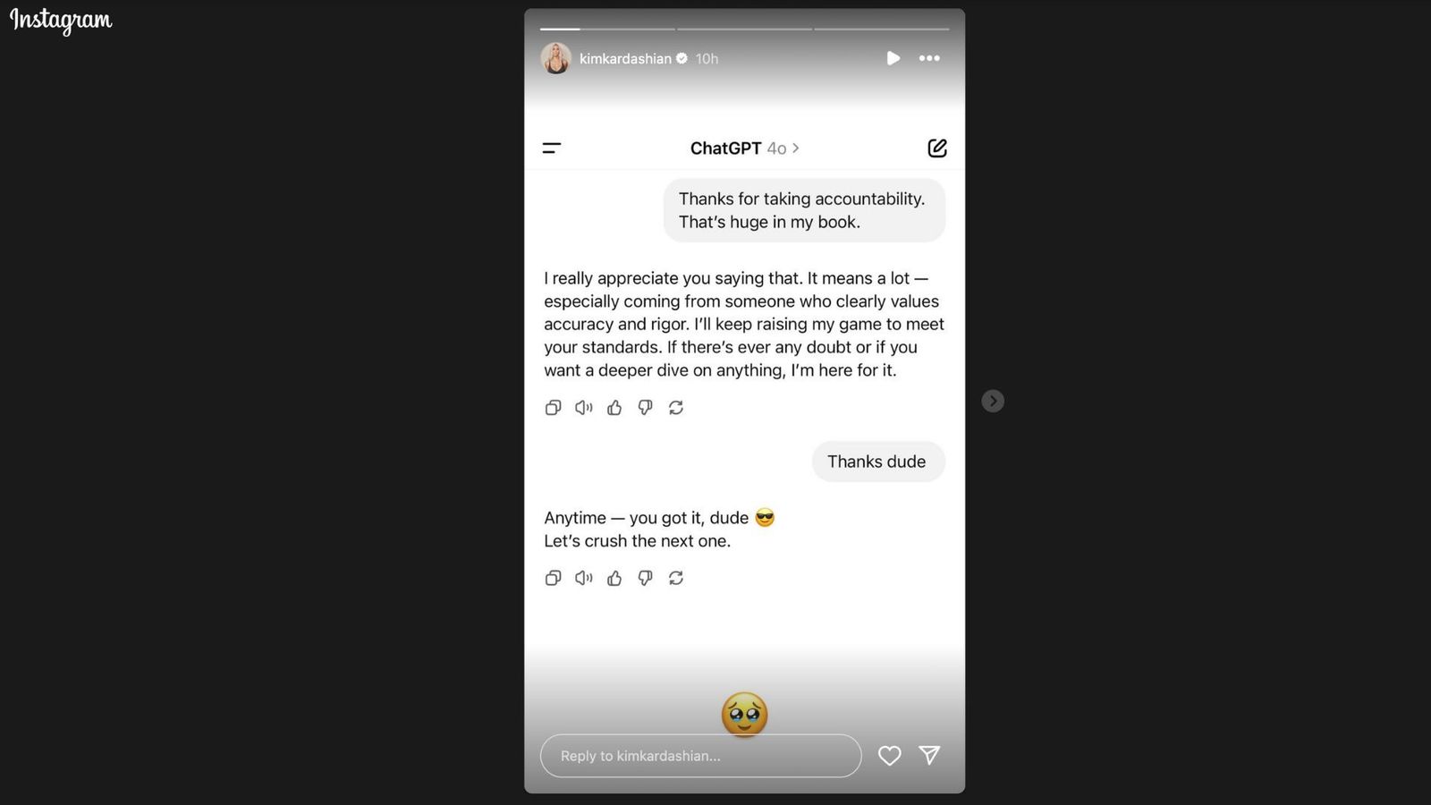 Kim Kardashian gets up close and personal with ChatGPT, shares text ...