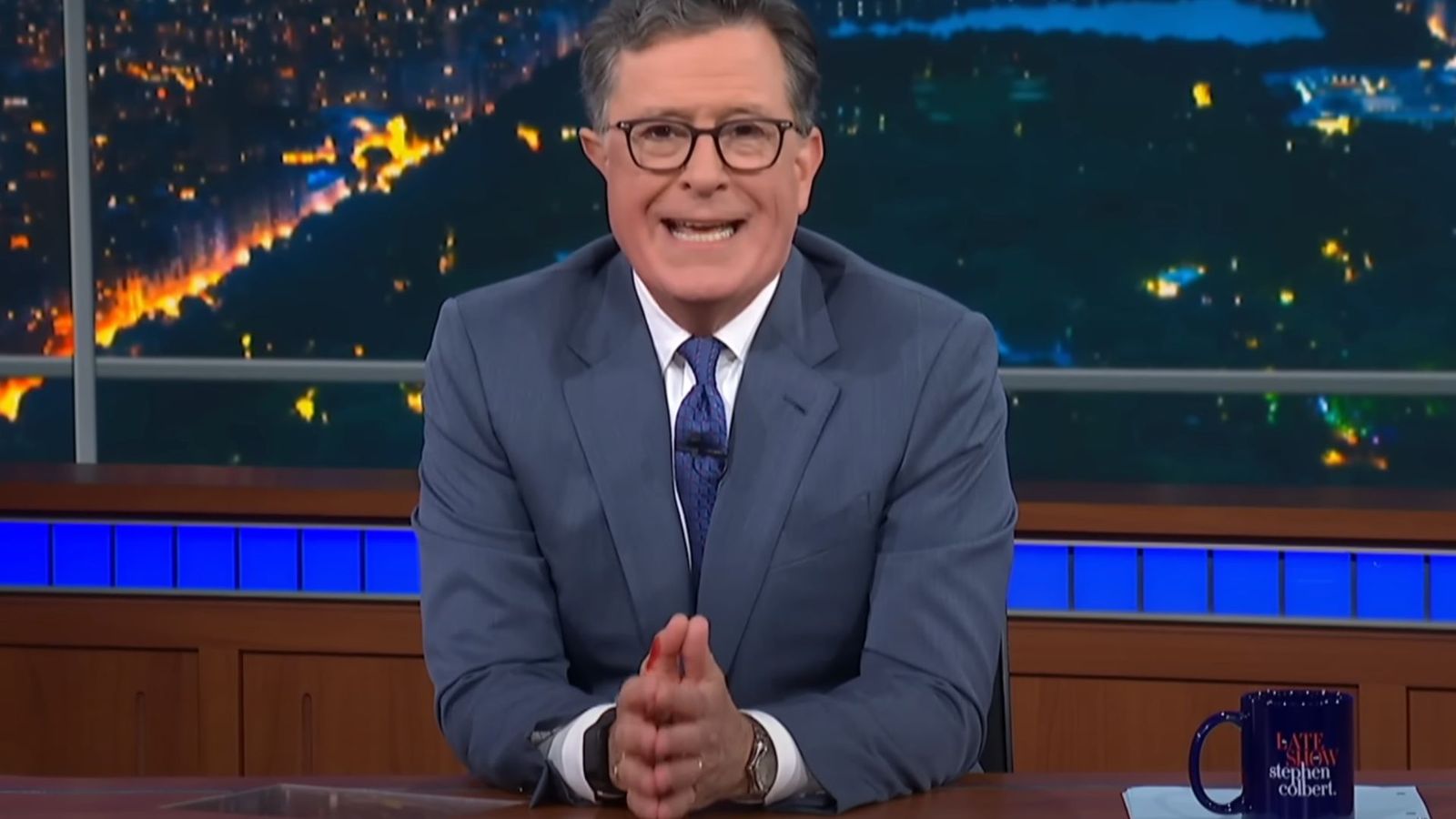 “Colbert to stay”: Protesters gather outside Ed Sullivan Theater in NYC ...
