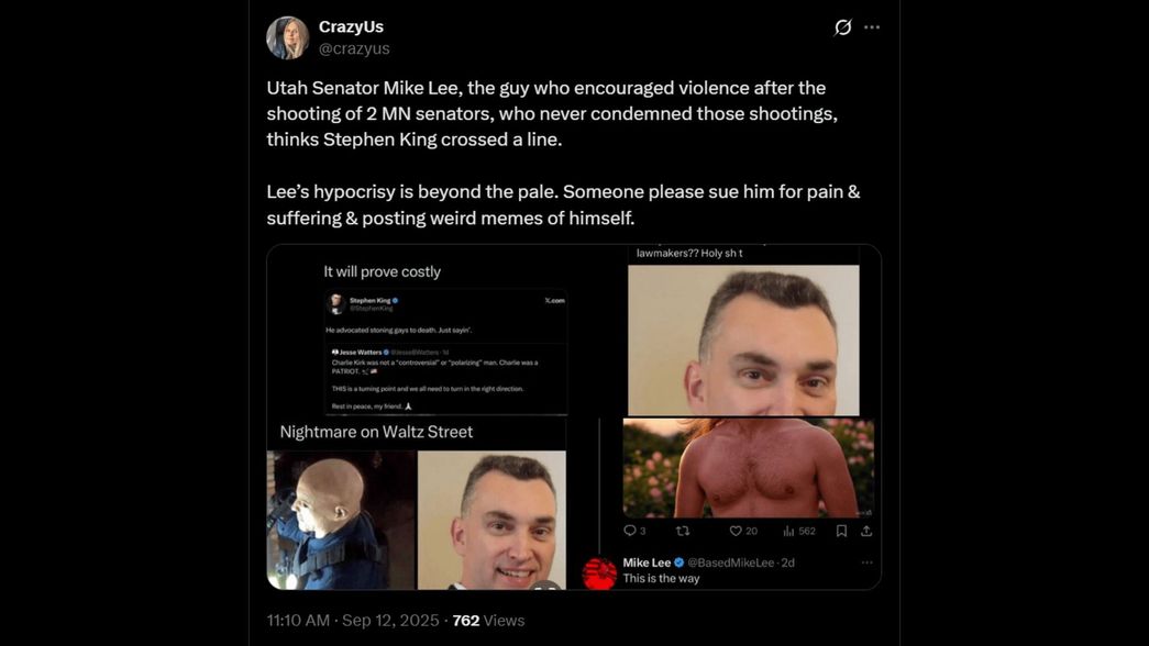 What did Stephen King say about Charlie Kirk? Utah Senator Mike Lee ...