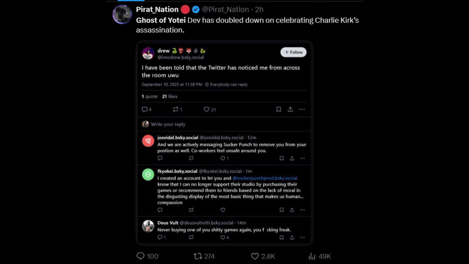 What did Sucker Punch Production artist Drew Harrison say about Charlie Kirk's shooter? 'Boycott ...