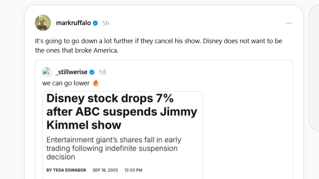 Marvel star Mark Ruffalo claims that Disney will keep losing money if ...