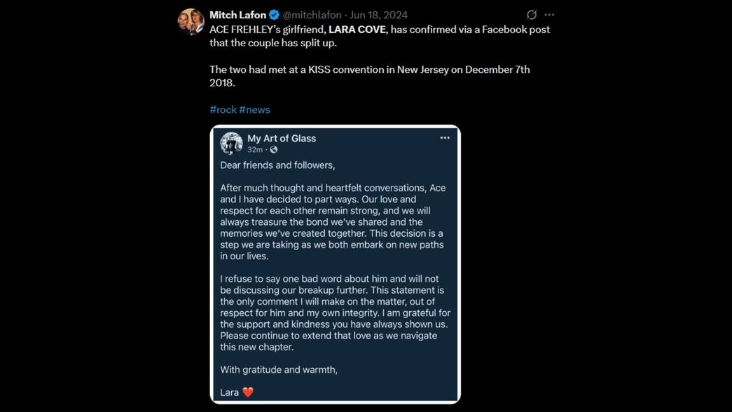 Who is Lara Cove? Ace Frehley’s ex-fiancé remembers KISS rocker ...